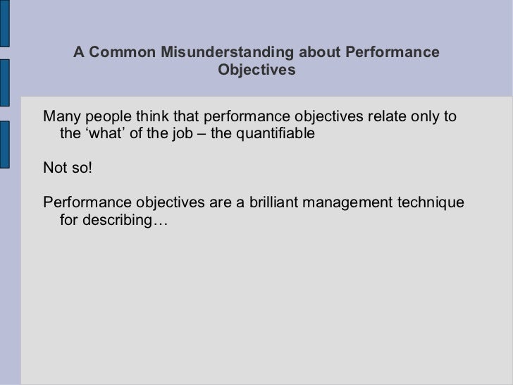 What Are Performance Objectives?
