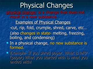 What Are Physical Changes In Matter 1 | PPT