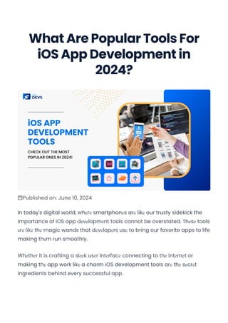 What Are Popular Tools For iOS App Development in 2024? | PDF