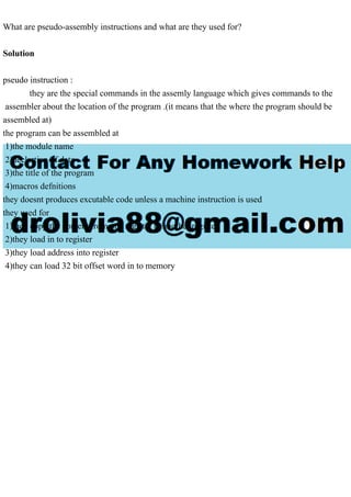 What are pseudo-assembly instructions and what are they used for.pdf