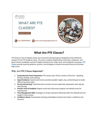 What Are PTE Classes by Vision language experts | PDF