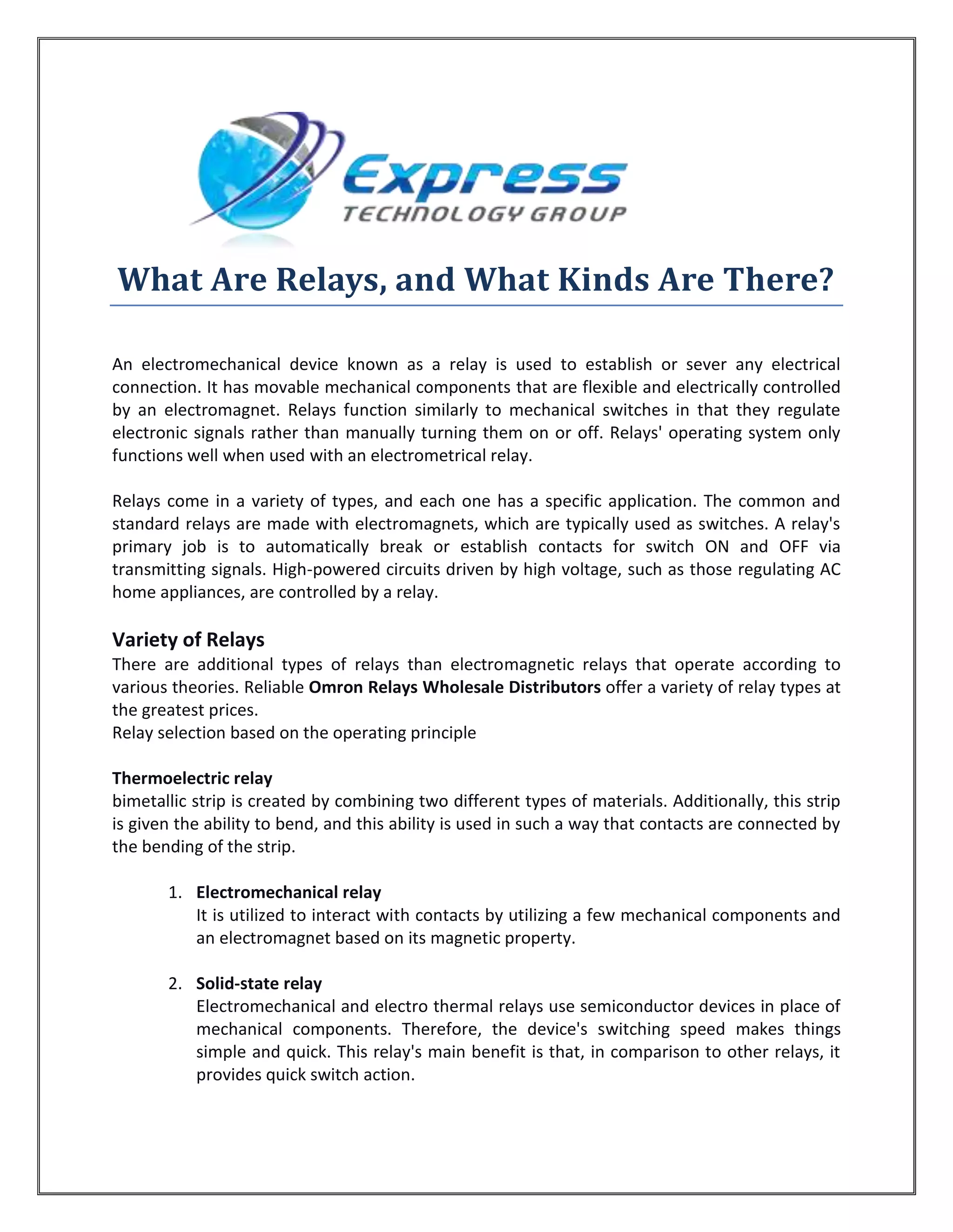 What Are Relays, and What Kinds Are There.pdf