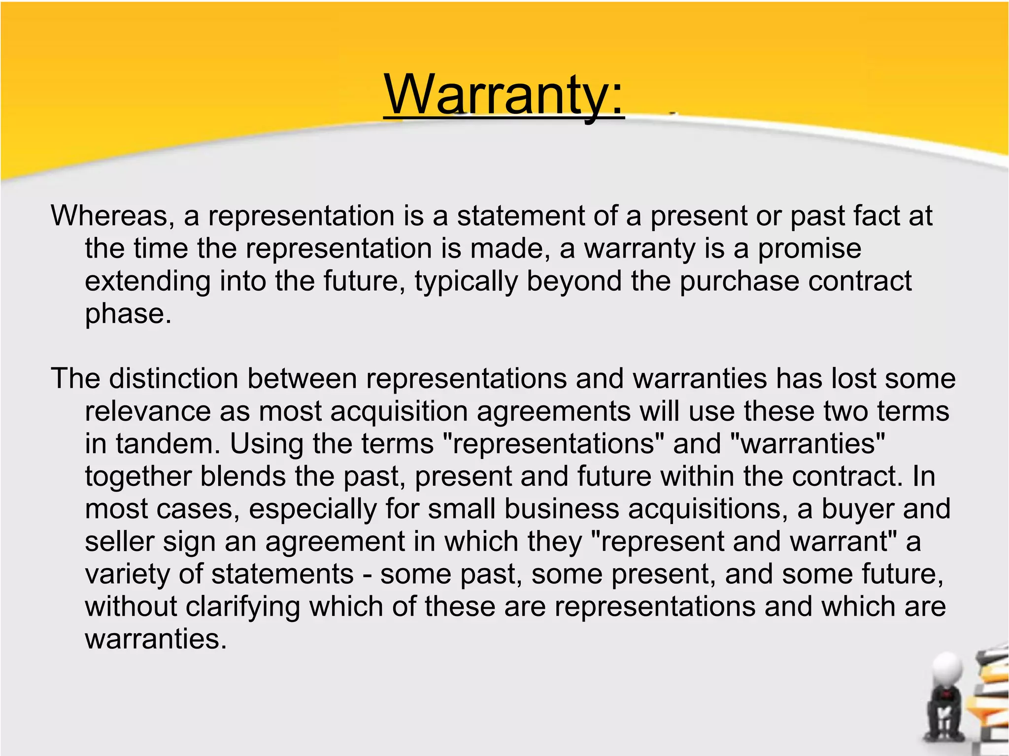 What are representations and warranties | PPT