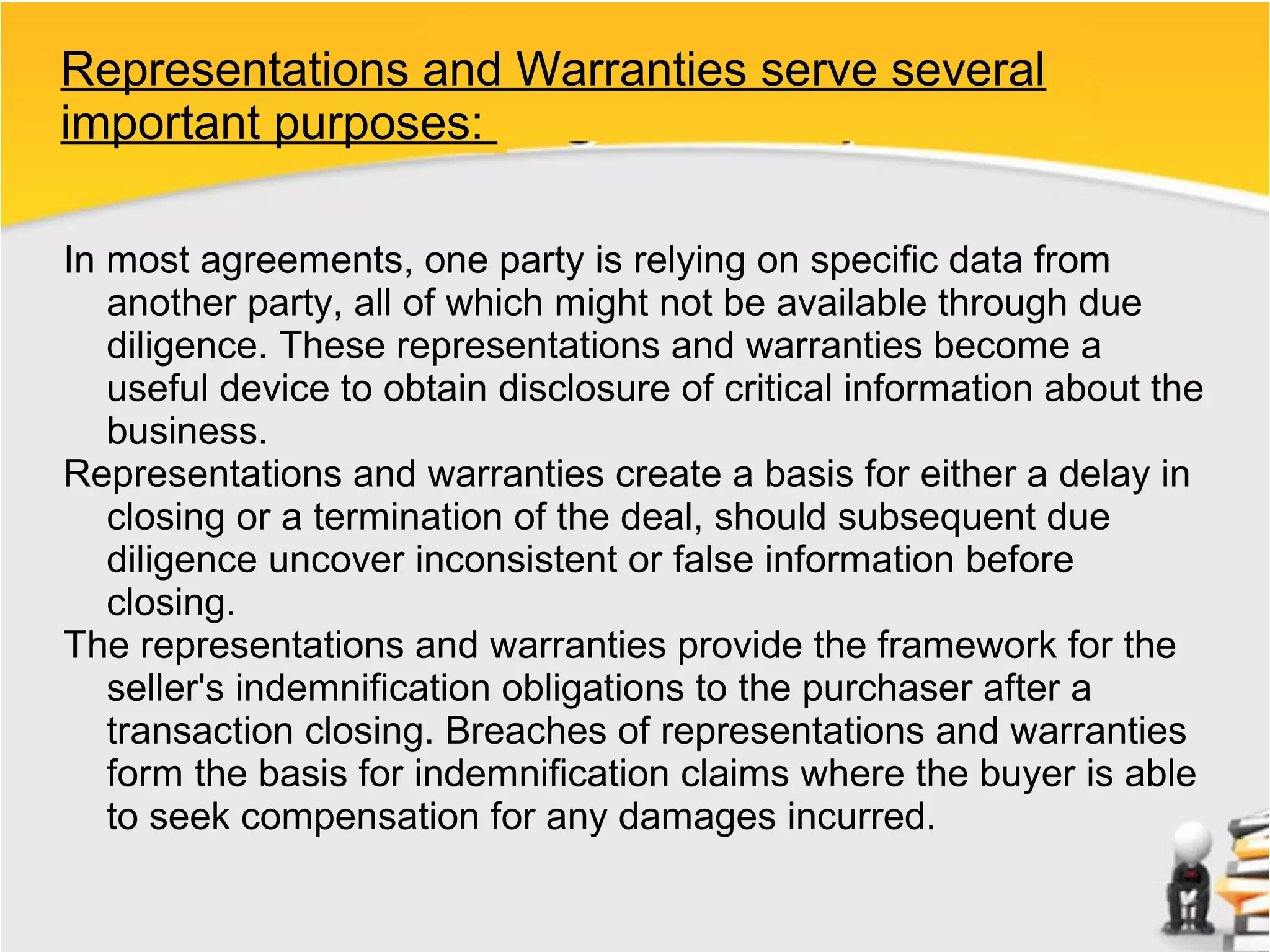 What are representations and warranties | PPT