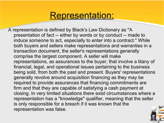 What are representations and warranties | PPT