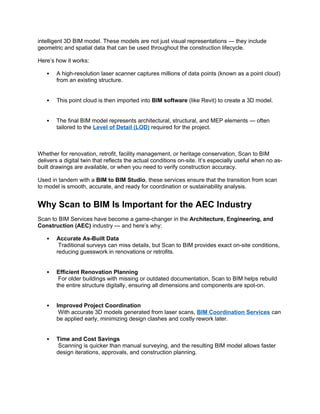 What Are Scan to BIM Services? A Complete Guide for AEC | DOCX