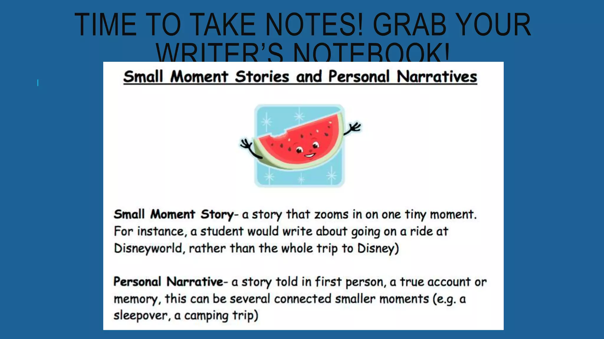 What are small moments seed idea mini lesson | PPT