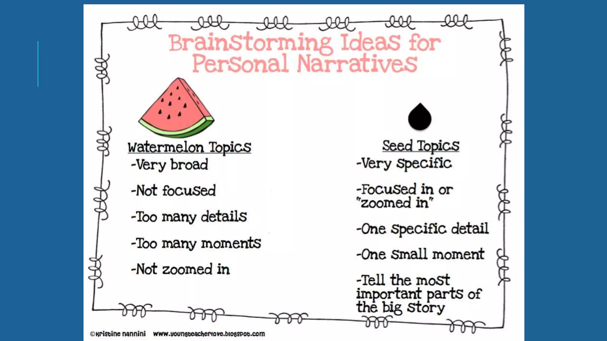 What are small moments seed idea mini lesson | PPT