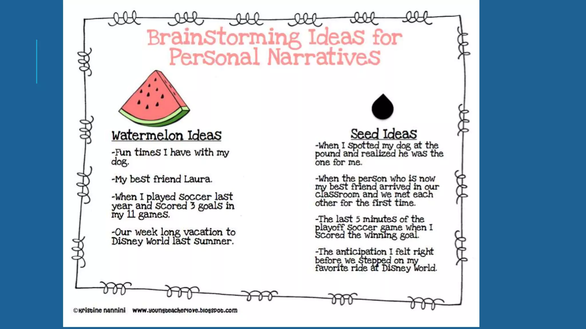 What are small moments seed idea mini lesson | PPT