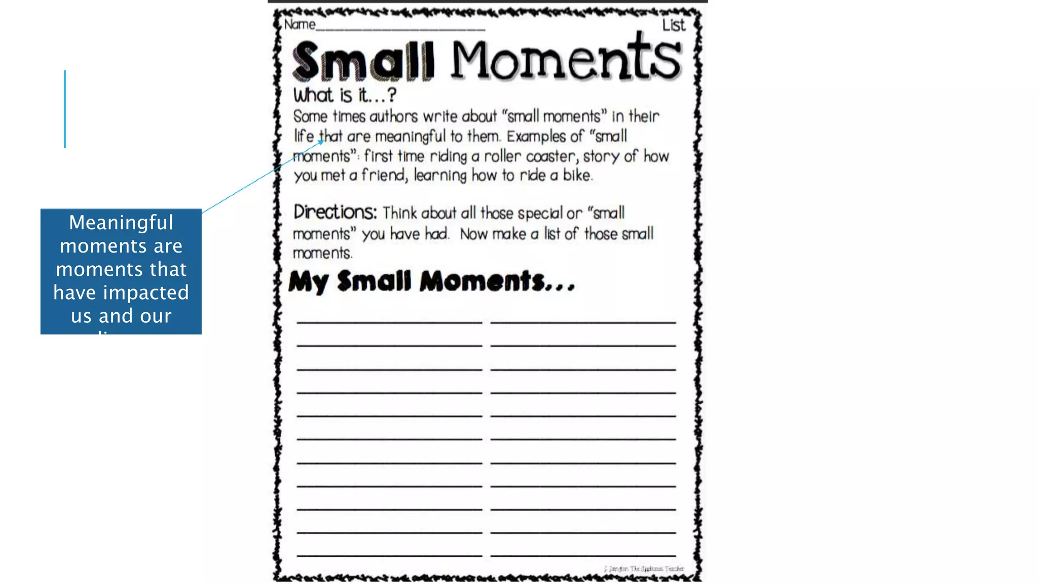 What are small moments seed idea mini lesson | PPT