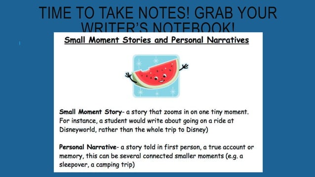 What are small moments seed idea mini lesson | PPT