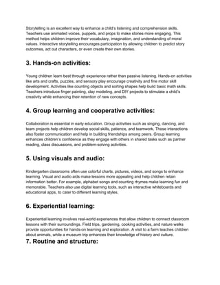 What are some effective teaching methods used in kindergarten ...