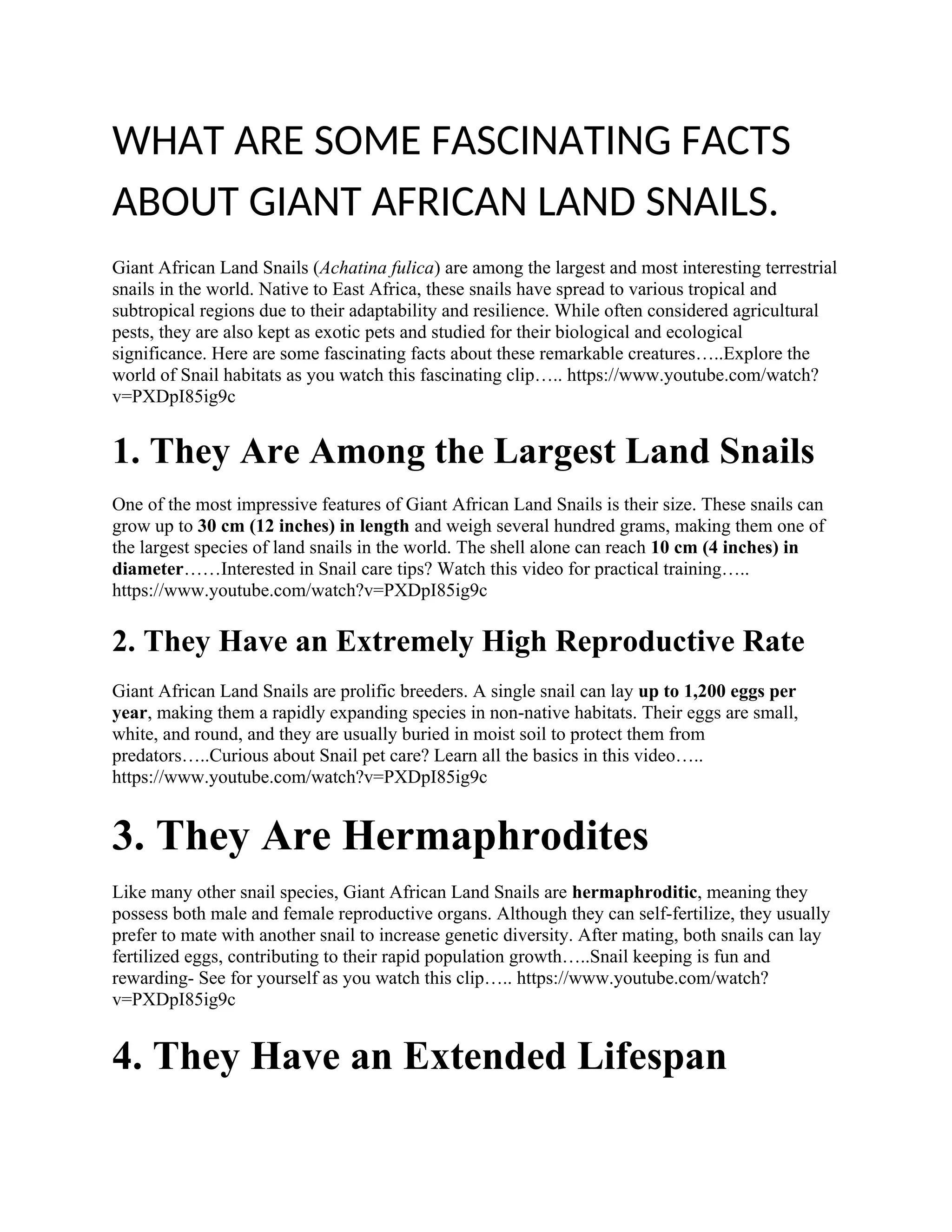 WHAT ARE SOME FASCINATING FACTS ABOUT GIANT AFRICAN LAND SNAILS..docx