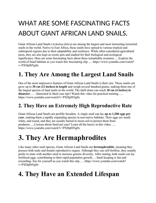 WHAT ARE SOME FASCINATING FACTS ABOUT GIANT AFRICAN LAND SNAILS..docx
