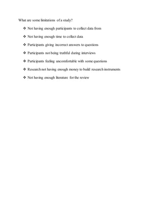 What are some limitations of a study | DOC