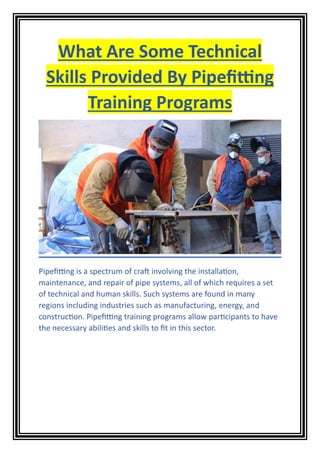 What Are Some Technical Skills Provided By Pipefitting Training ...