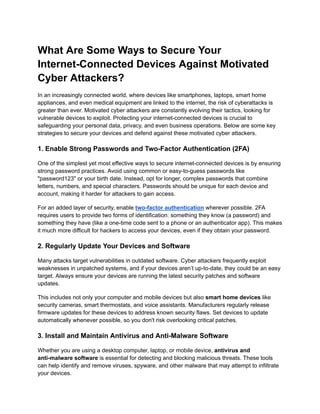 What Are Some Ways to Secure Your Internet-Connected Devices Against Motivated Cyber Attackers | PDF