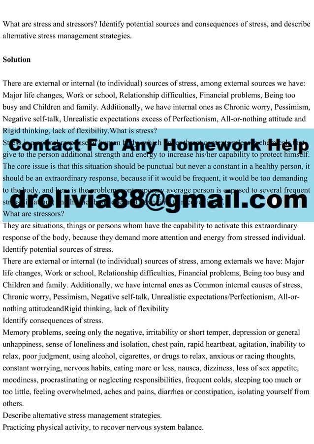 What are stress and stressors Identify potential sources and conseq.pdf