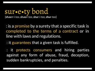 Basics of Surety Bond: the WHAT, WHO, and TYPES. | PPT