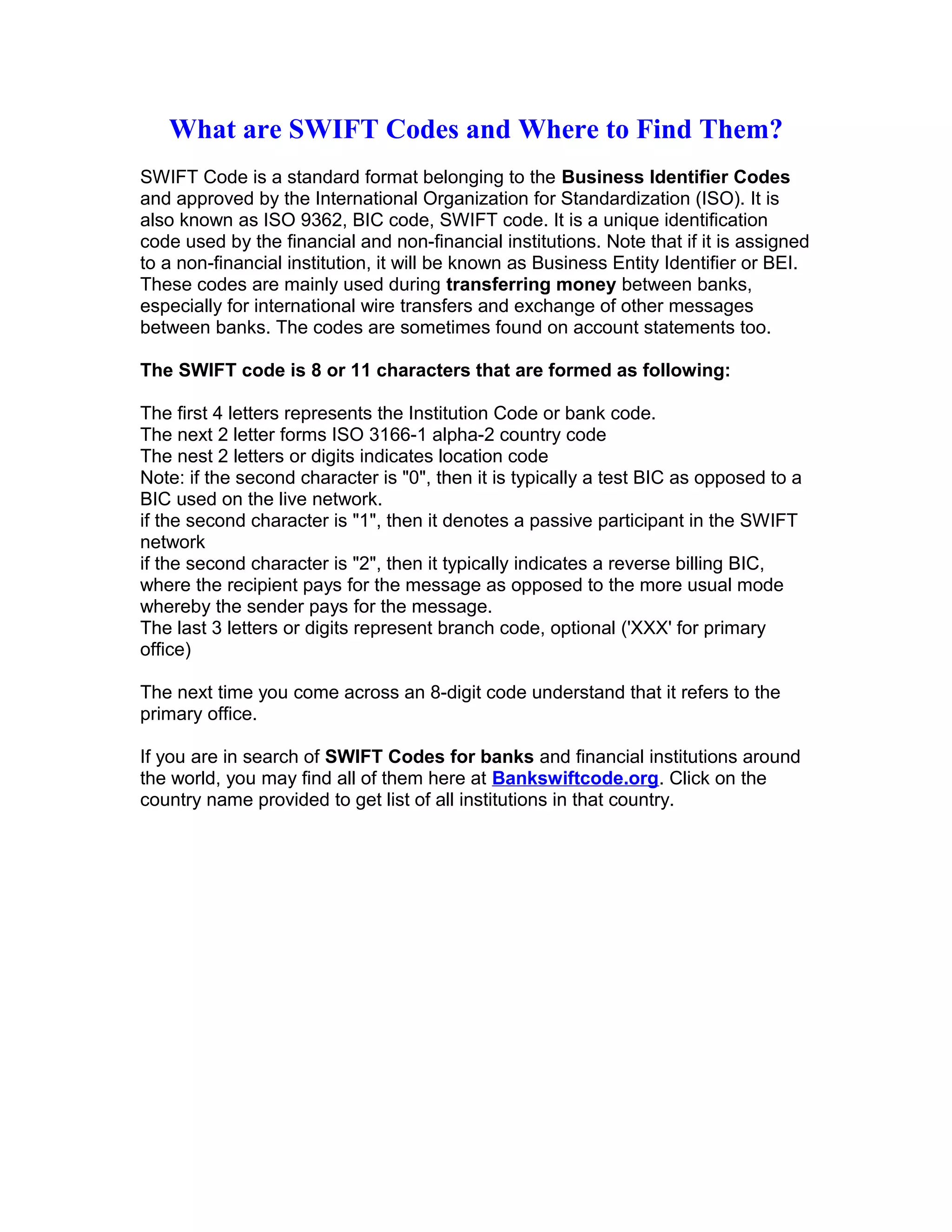 What are SWIFT Codes and Where to Find Them? | DOC