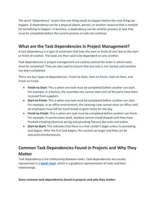 What Are Task Dependencies in Project Management - Slideshare.docx ...