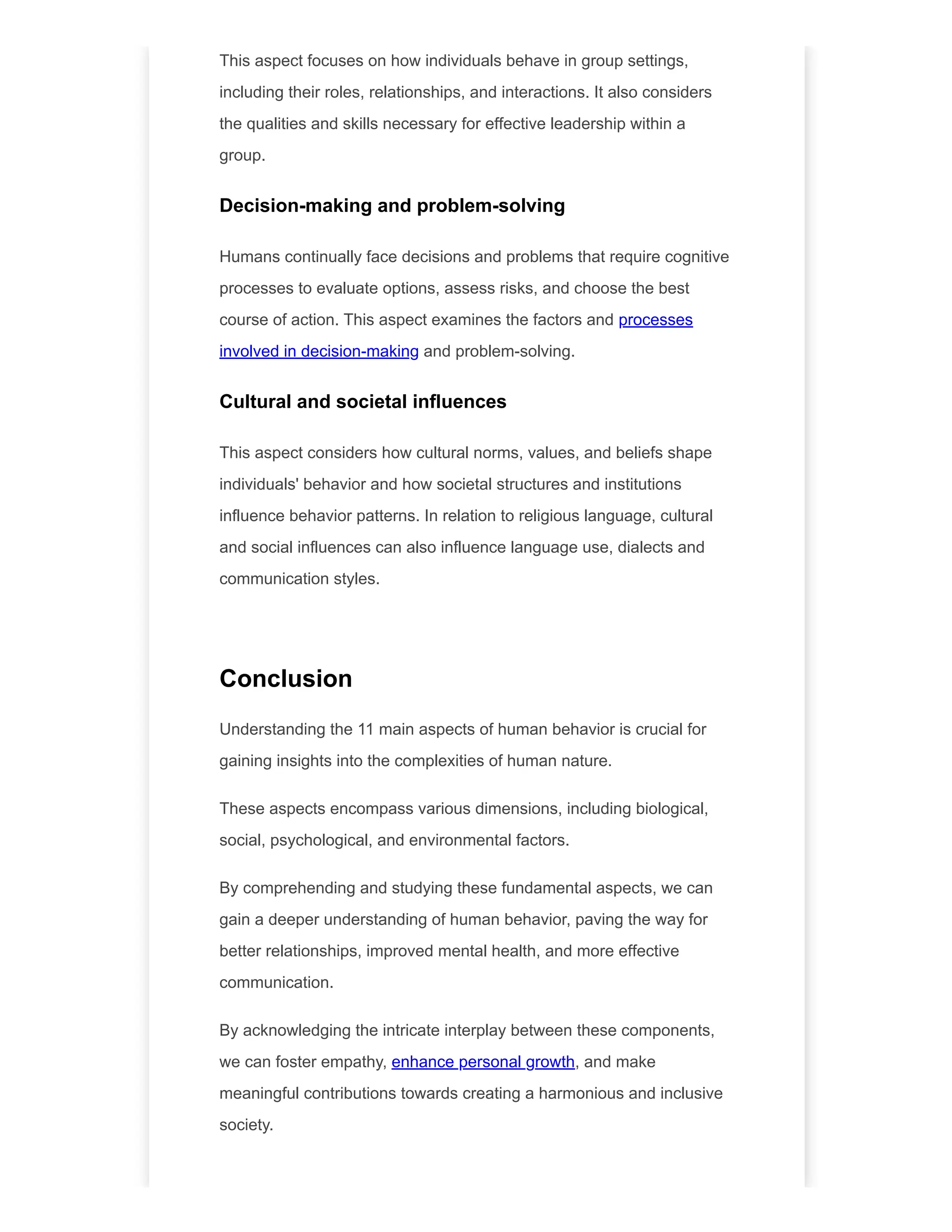 What are the 11 main aspects of human behavior.pdf