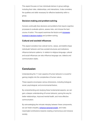 What are the 11 main aspects of human behavior.pdf
