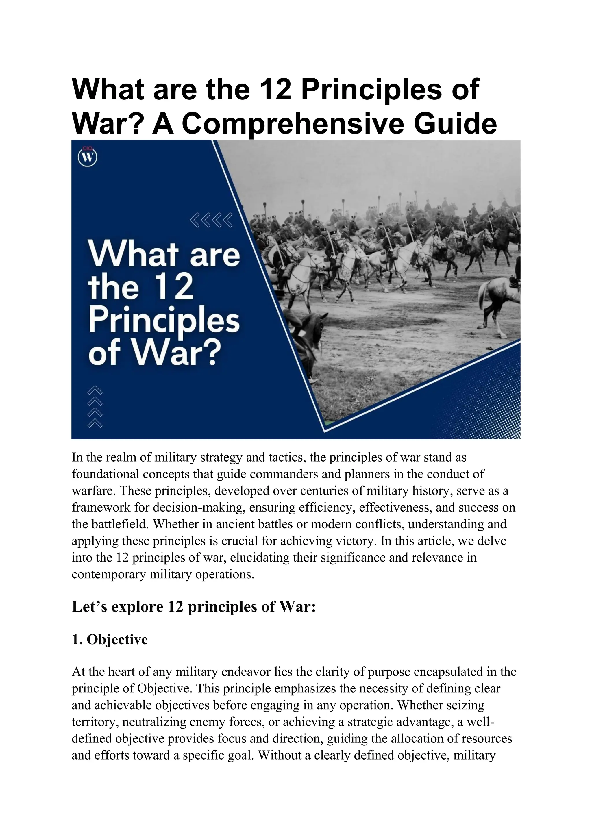 What are the 12 Principles of War? A Comprehensive Guide | CIO Women ...