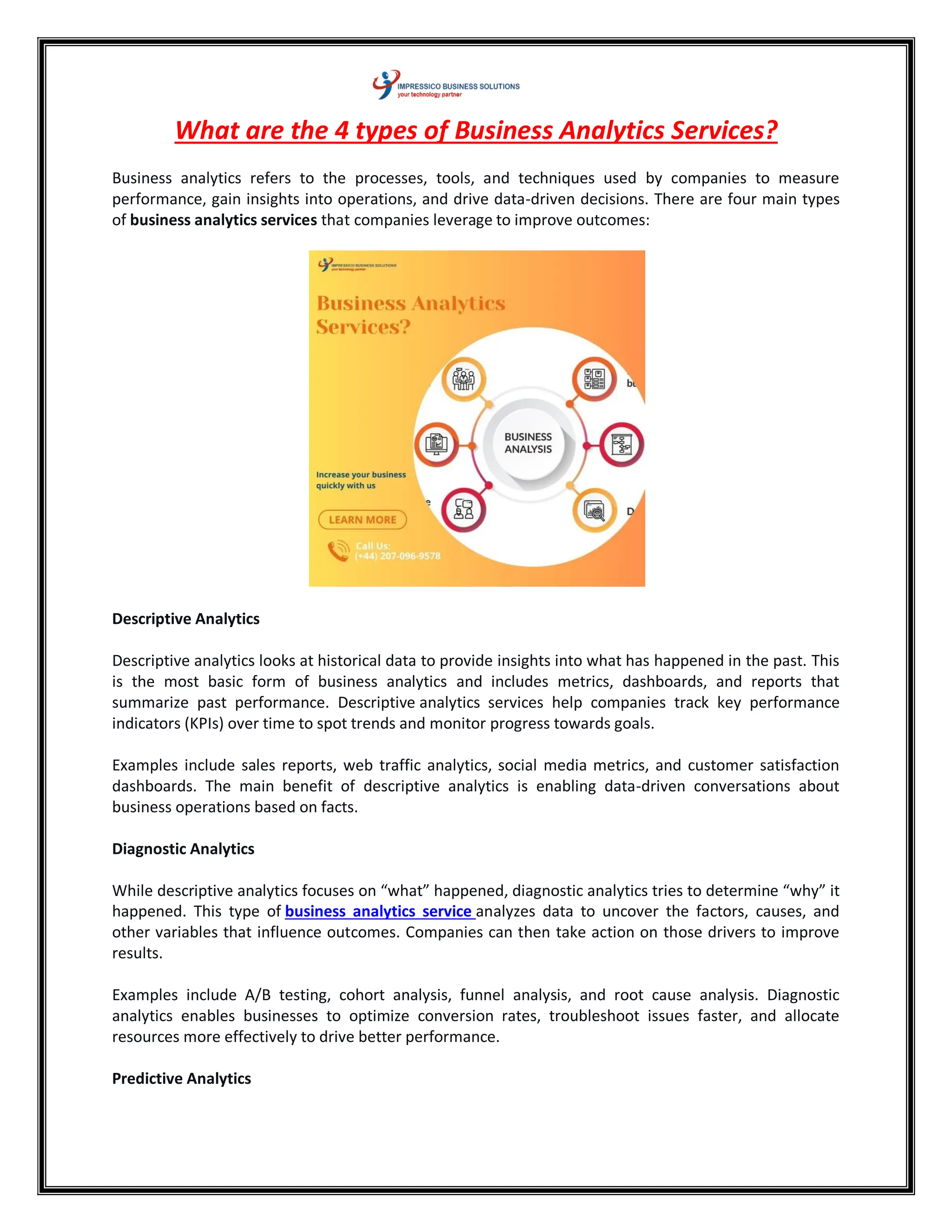 What are the 4 types of business analytics Services.pdf