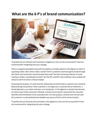 What are the 6 p of brand communication | PDF
