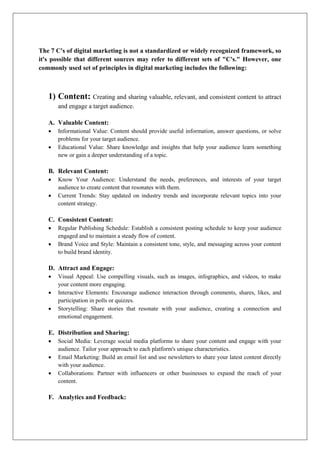What are the 7 C Of Digital Marketing, Content | PDF