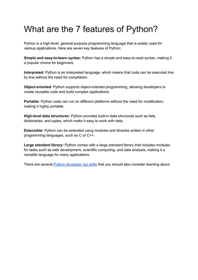 What are the 7 features of Python?pdf | PDF