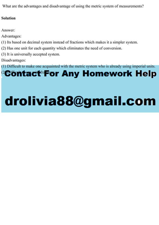 What are the advantages and disadvantage of using the metric system o.pdf