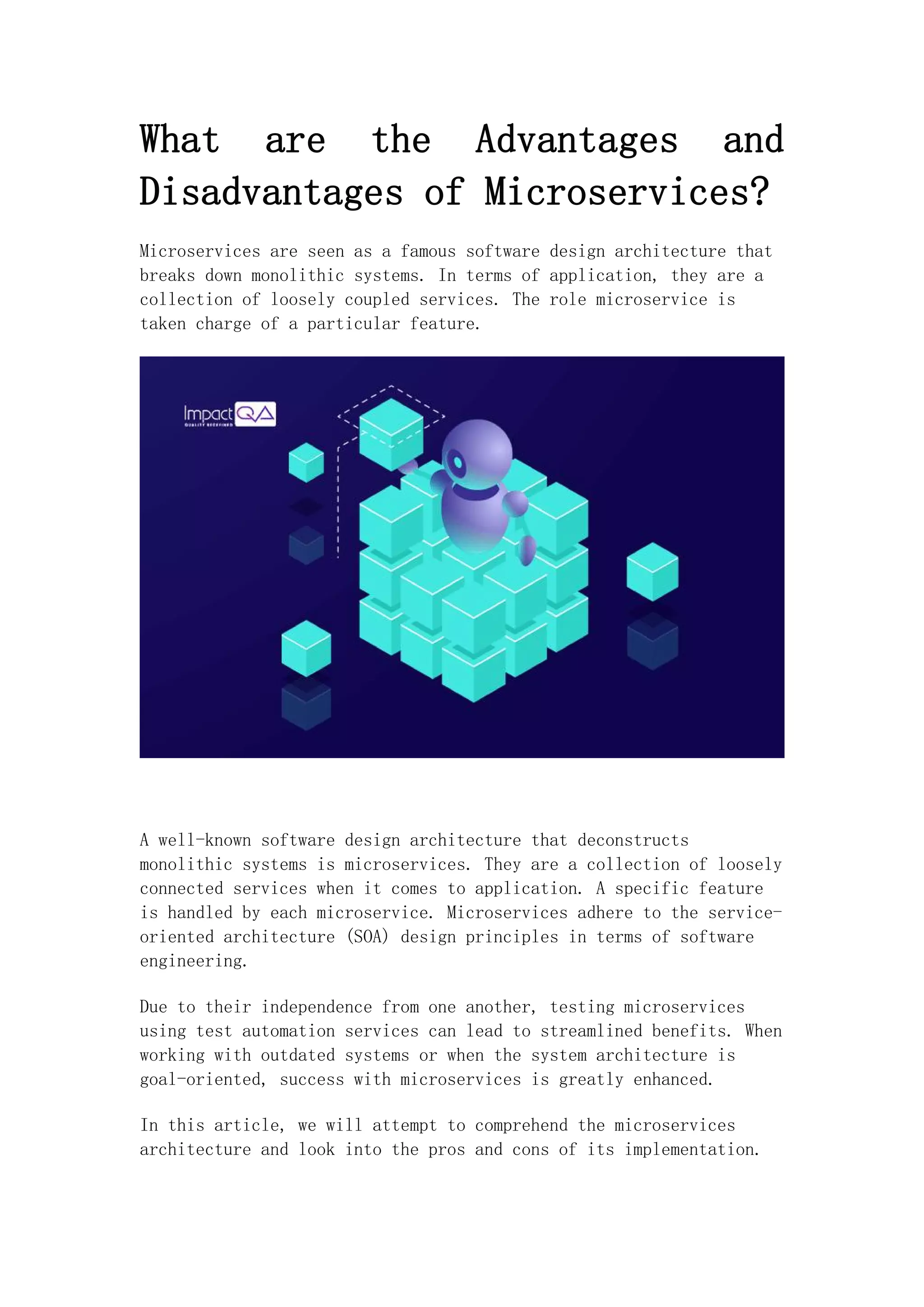What are the Advantages and Disadvantages of Microservices? | PDF
