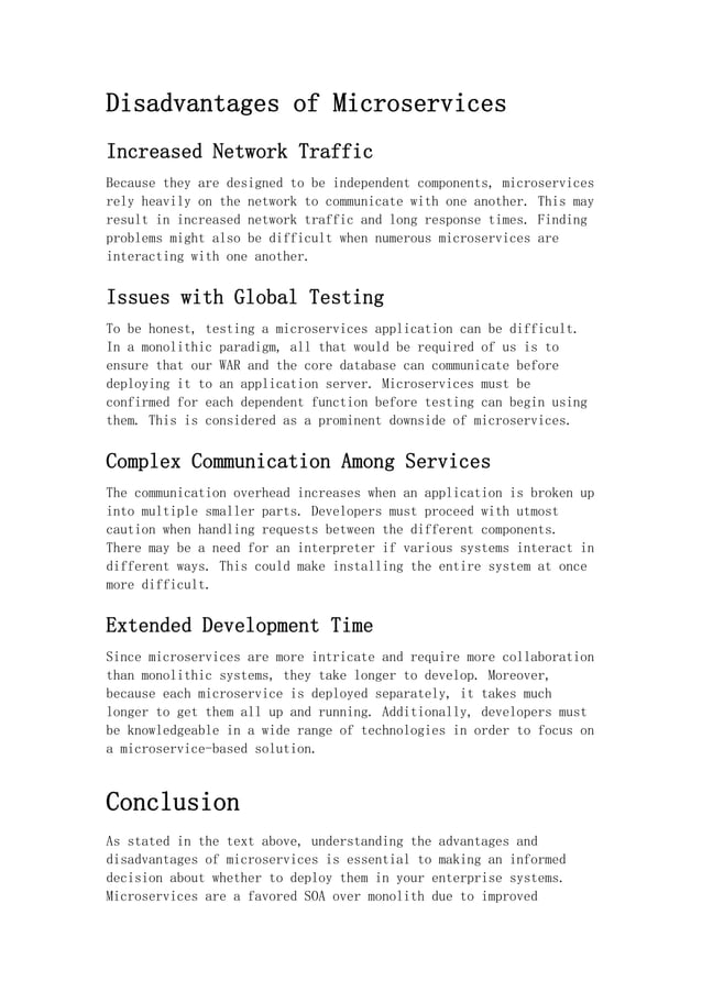 What are the Advantages and Disadvantages of Microservices? | PDF