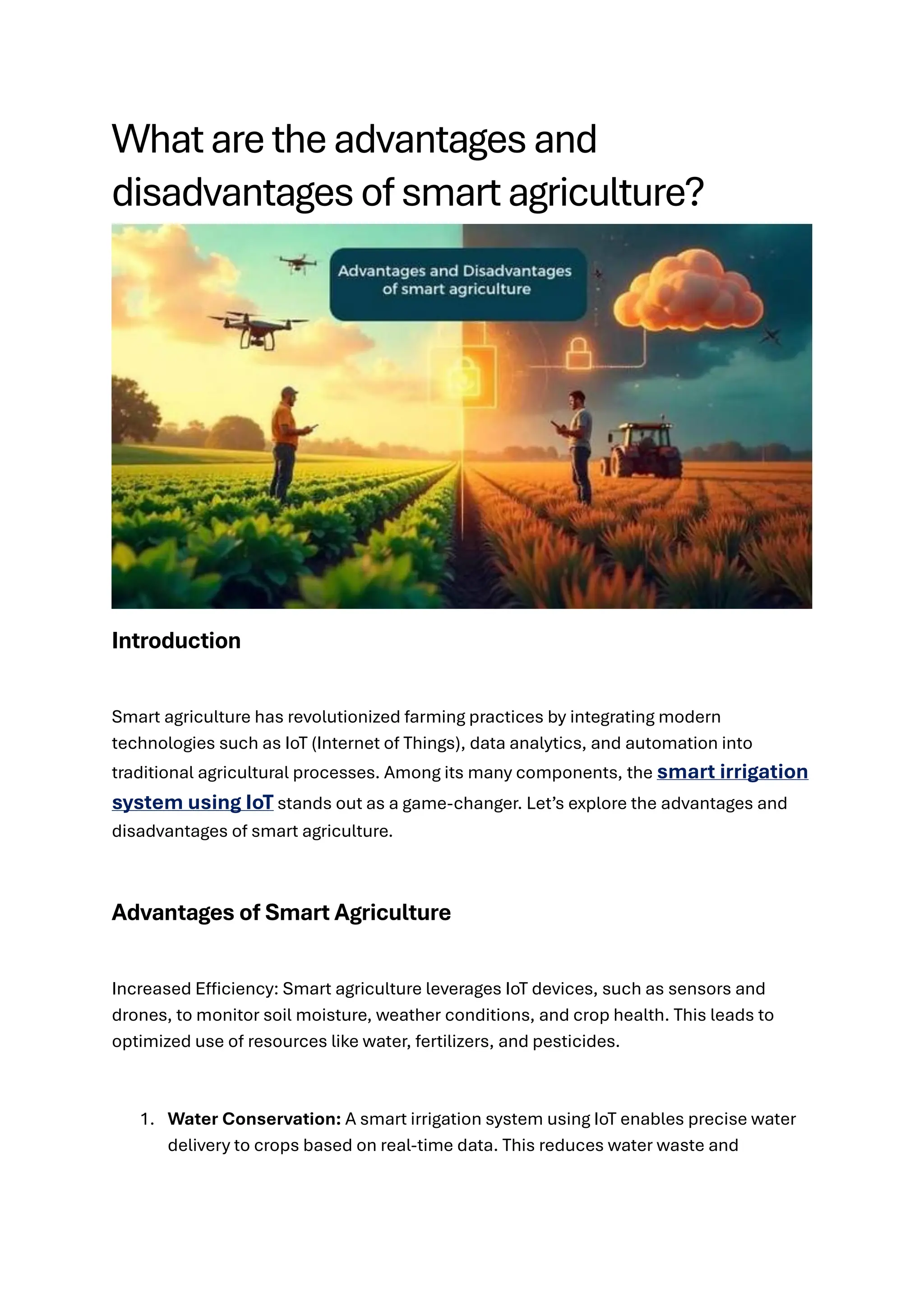 What are the advantages and disadvantages of smart agriculture.pdf