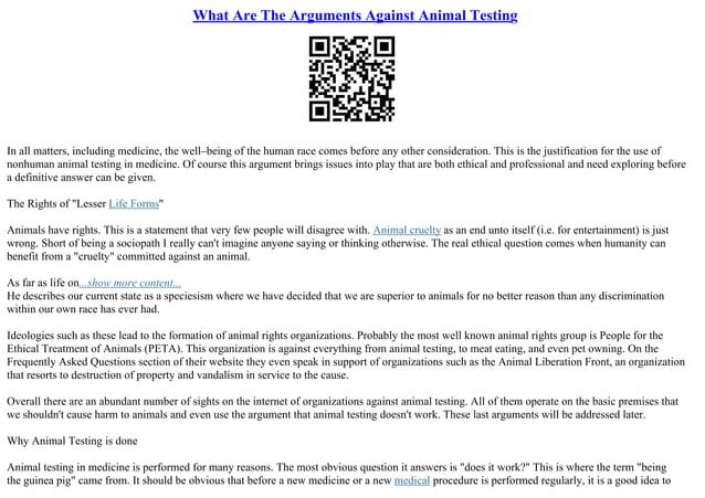 What Are The Arguments Against Animal Testing | PPT