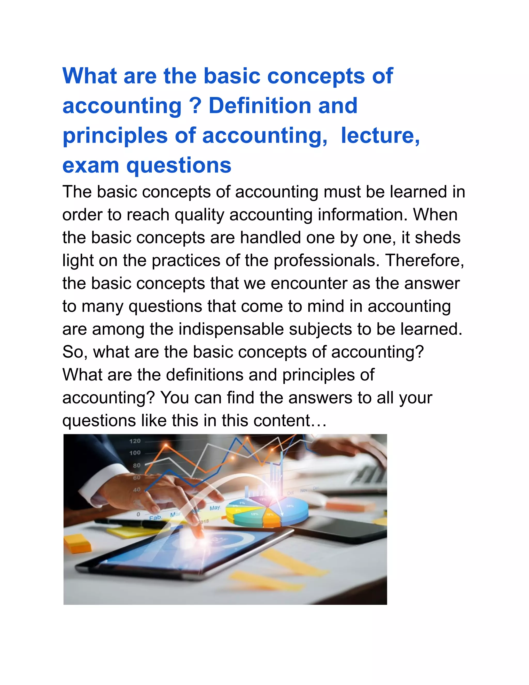 What are the basic concepts of accounting (1) | PDF