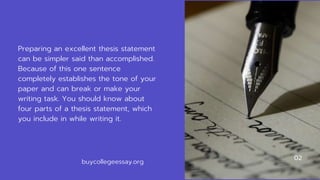 What are the basic four parts of a thesis statement | PPT