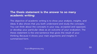 What are the basic four parts of a thesis statement | PPT