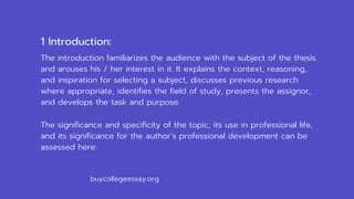 What are the basic four parts of a thesis statement | PPTX