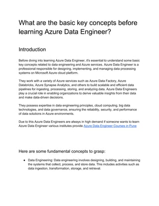 What are the basic key concepts before learning Azure Data Engineer.docx