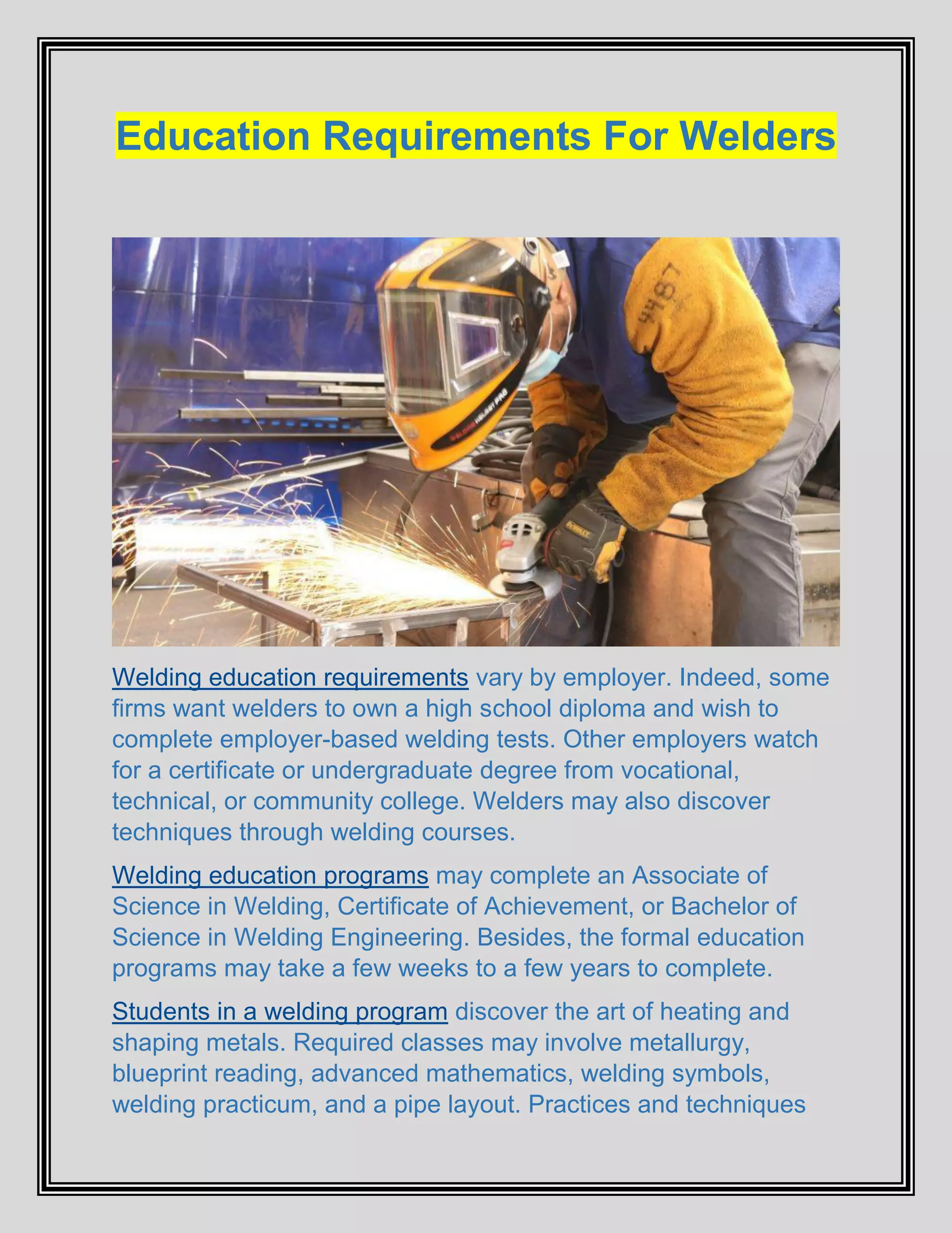 What Is Welding And What Is Needed To Become A Successful Welder? | PDF