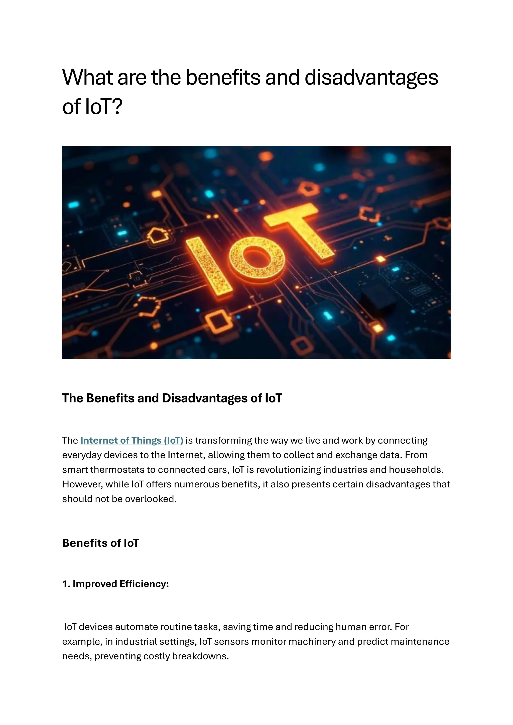 What are the benefits and disadvantages of IoT.pdf