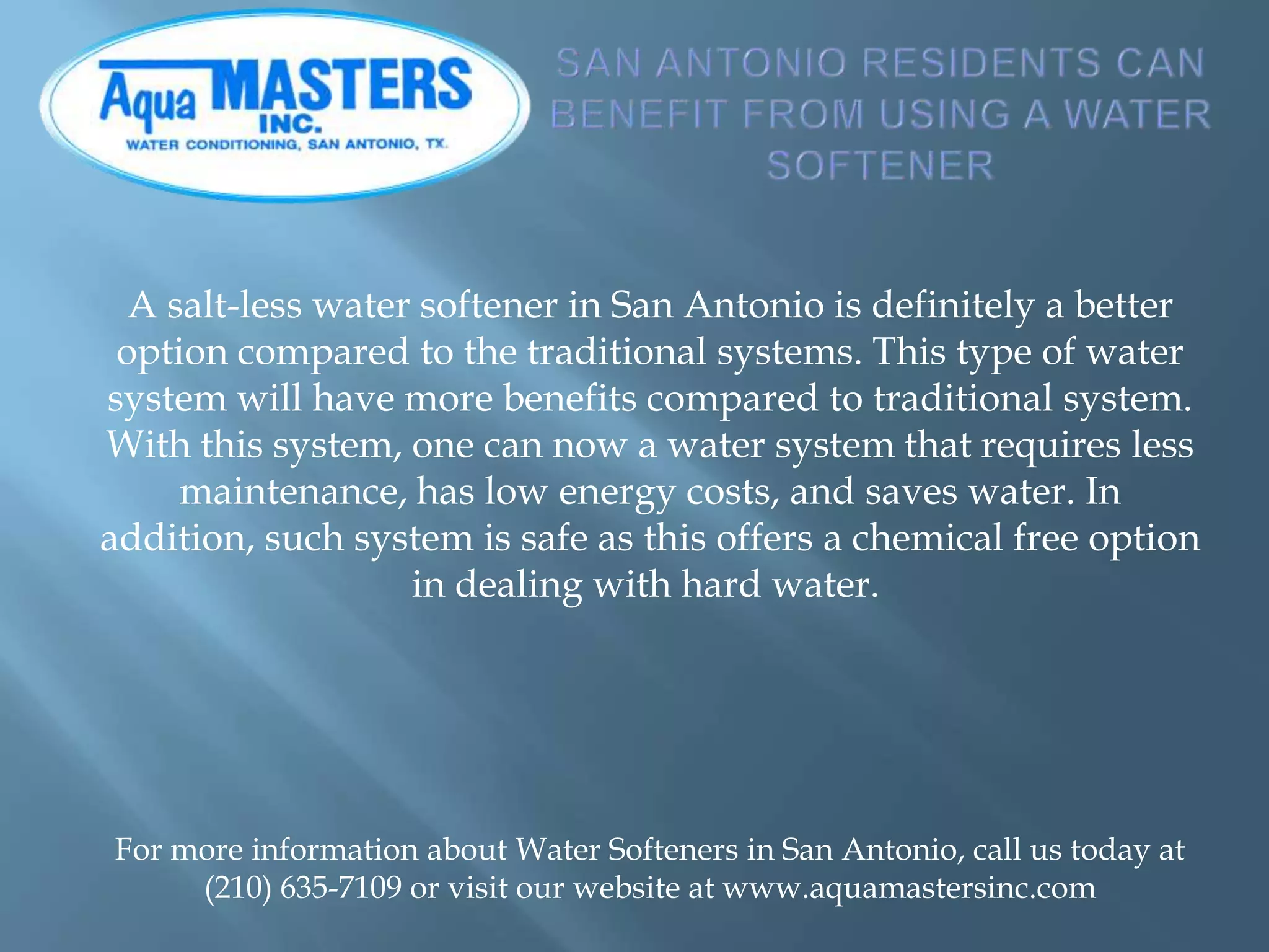 What are the benefits of a saltless water softener | PPT