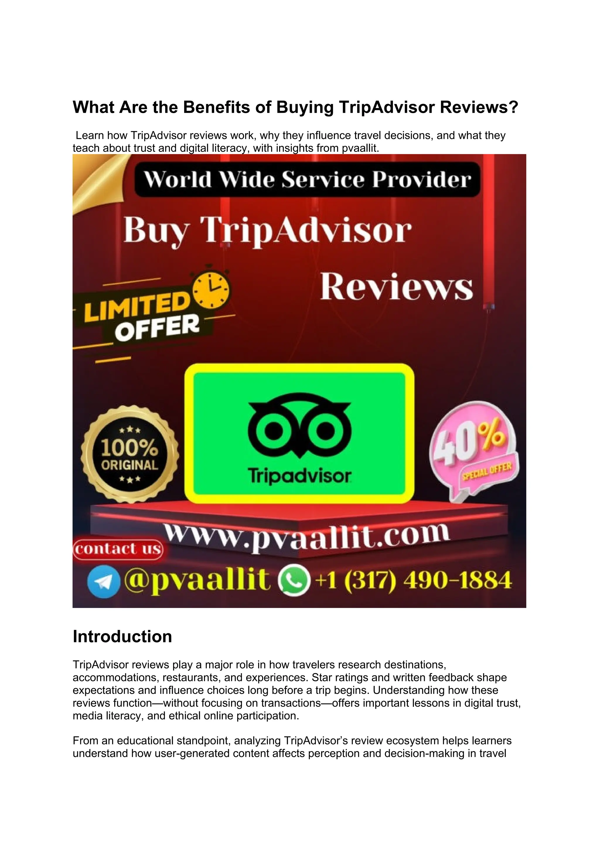 What Are the Benefits of Buying Tripadvisor Review _.docx