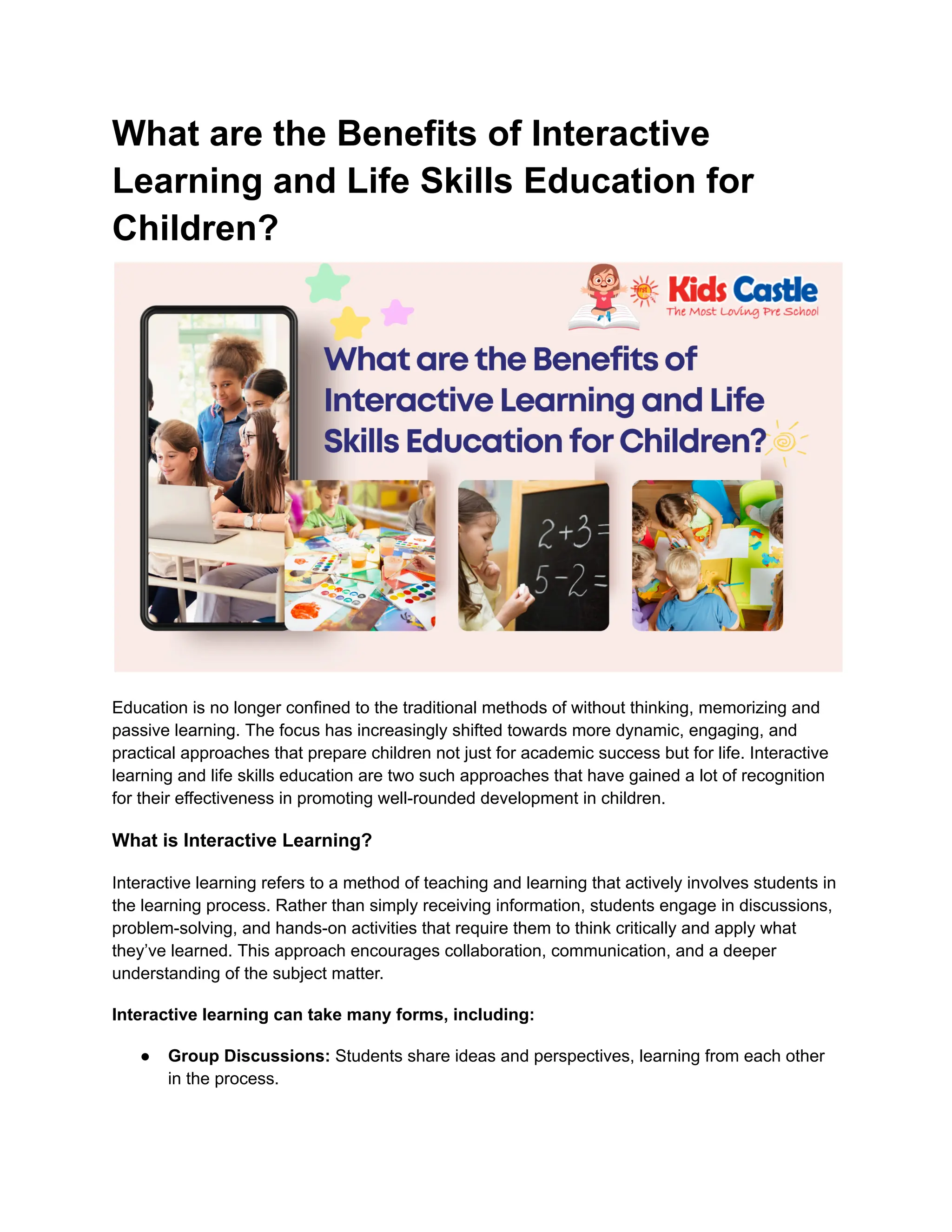 What are the Benefits of Interactive Learning and Life Skills Education ...