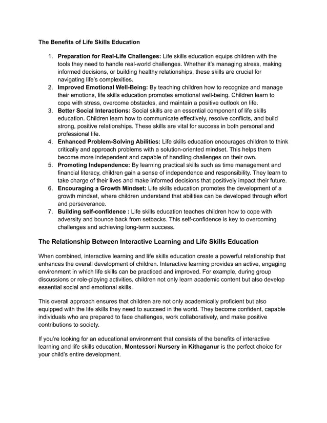 What are the Benefits of Interactive Learning and Life Skills Education ...