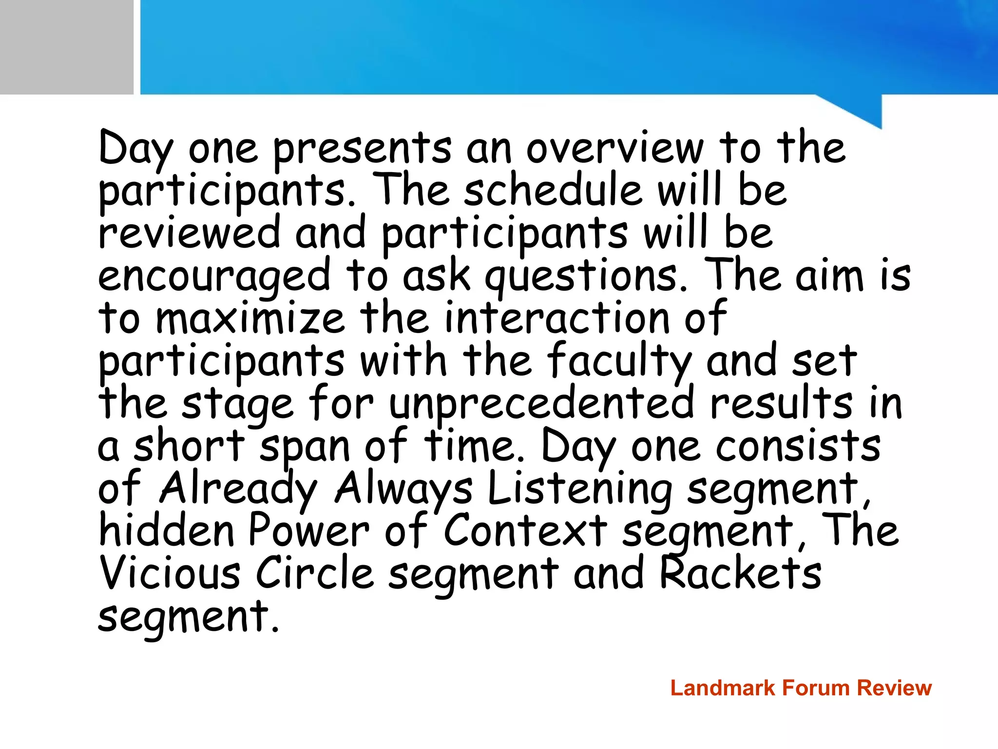 What are the benefits of Landmark Forum Courses | PPT