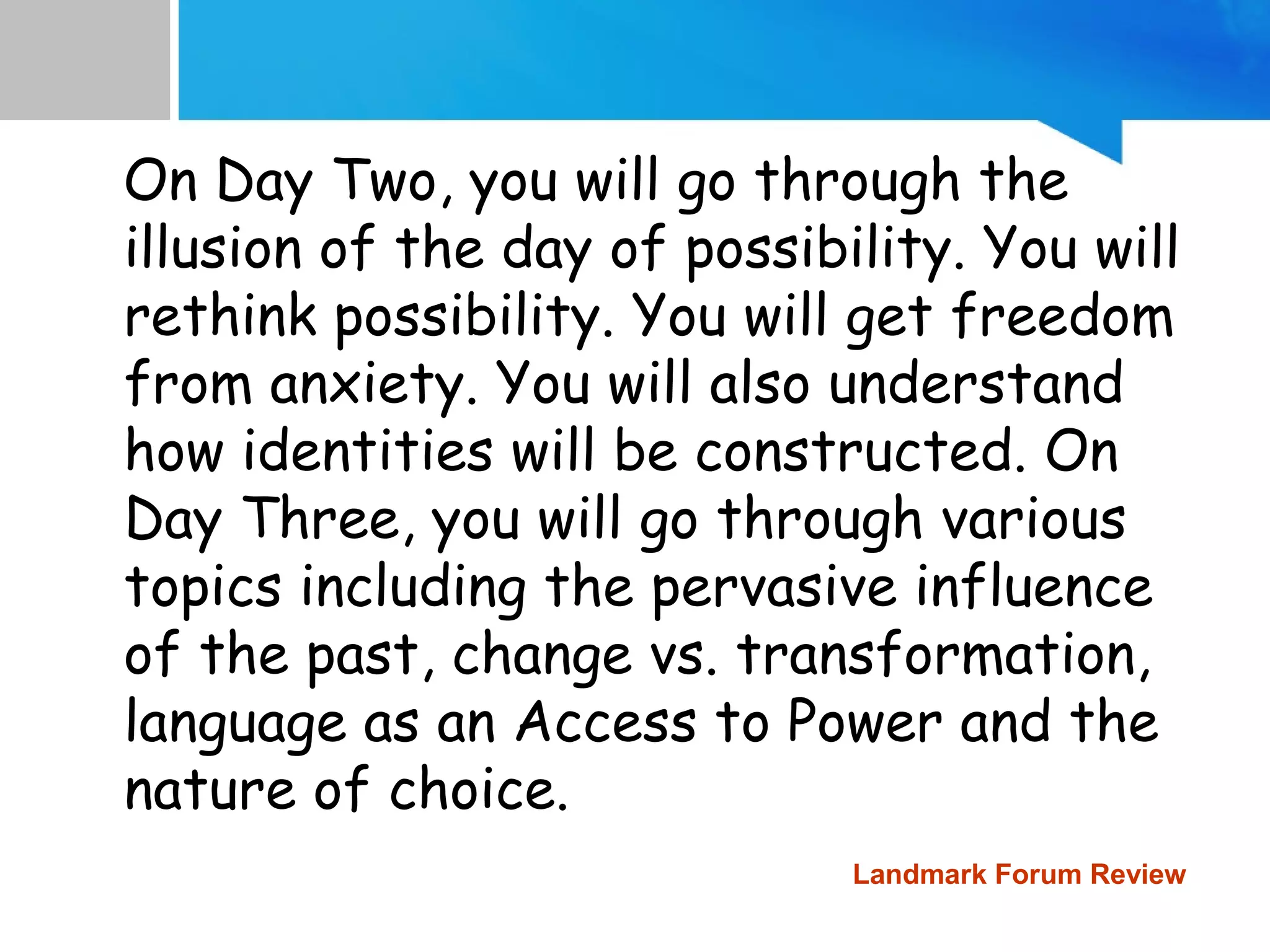 What are the benefits of Landmark Forum Courses | PPT